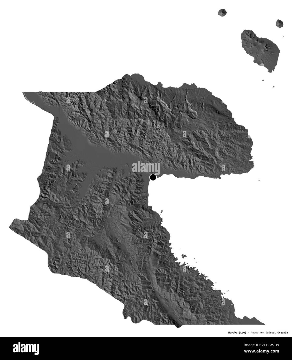 Shape of Morobe, province of Papua New Guinea, with its capital ...