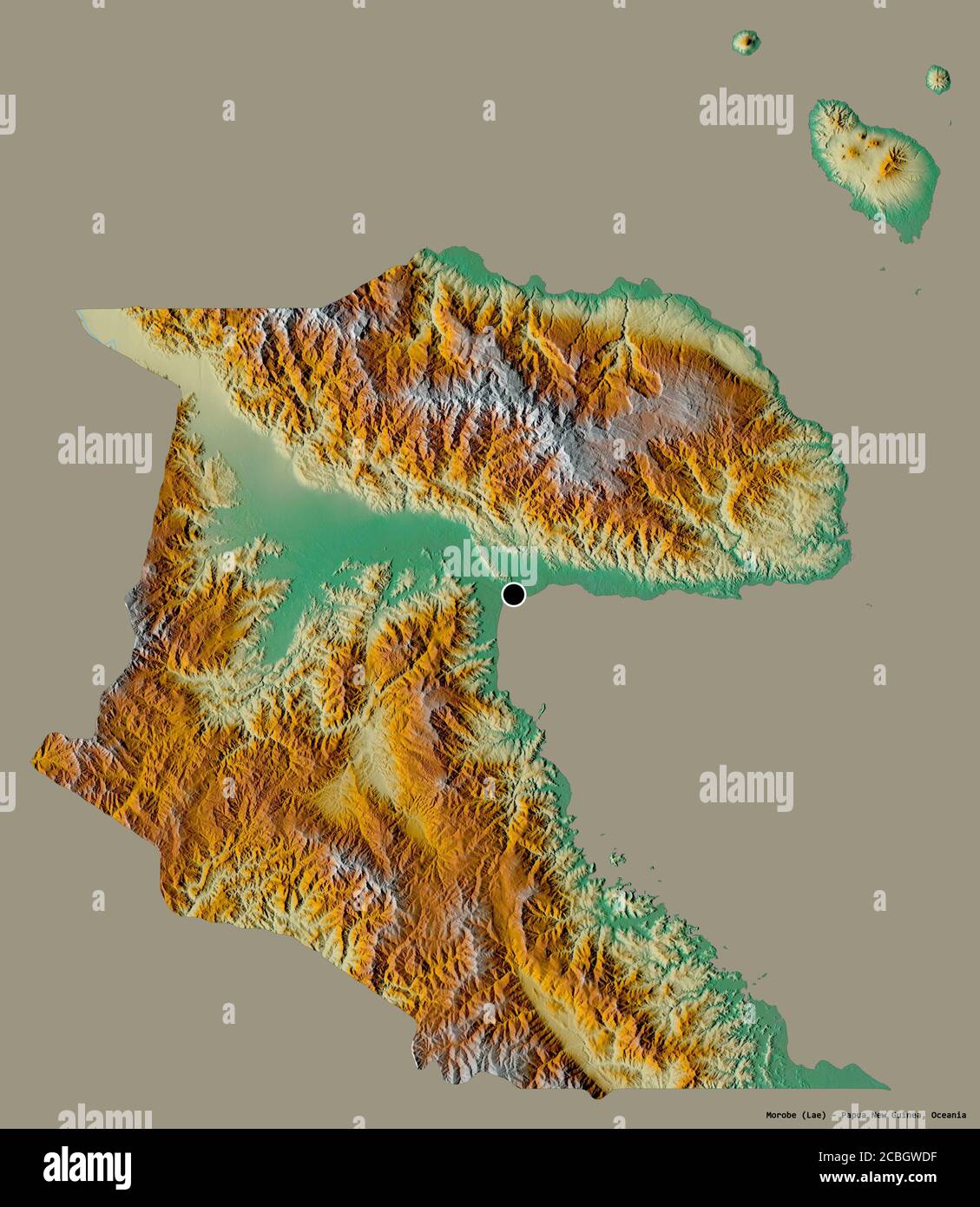 Shape of Morobe, province of Papua New Guinea, with its capital ...