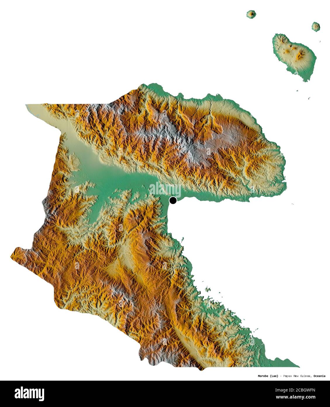 Shape of Morobe, province of Papua New Guinea, with its capital ...