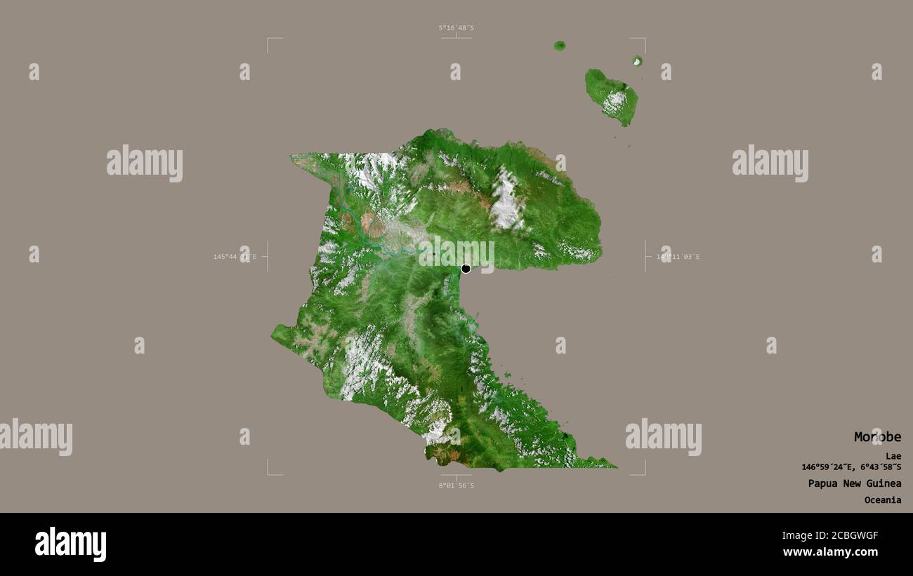 Area of Morobe, province of Papua New Guinea, isolated on a solid ...