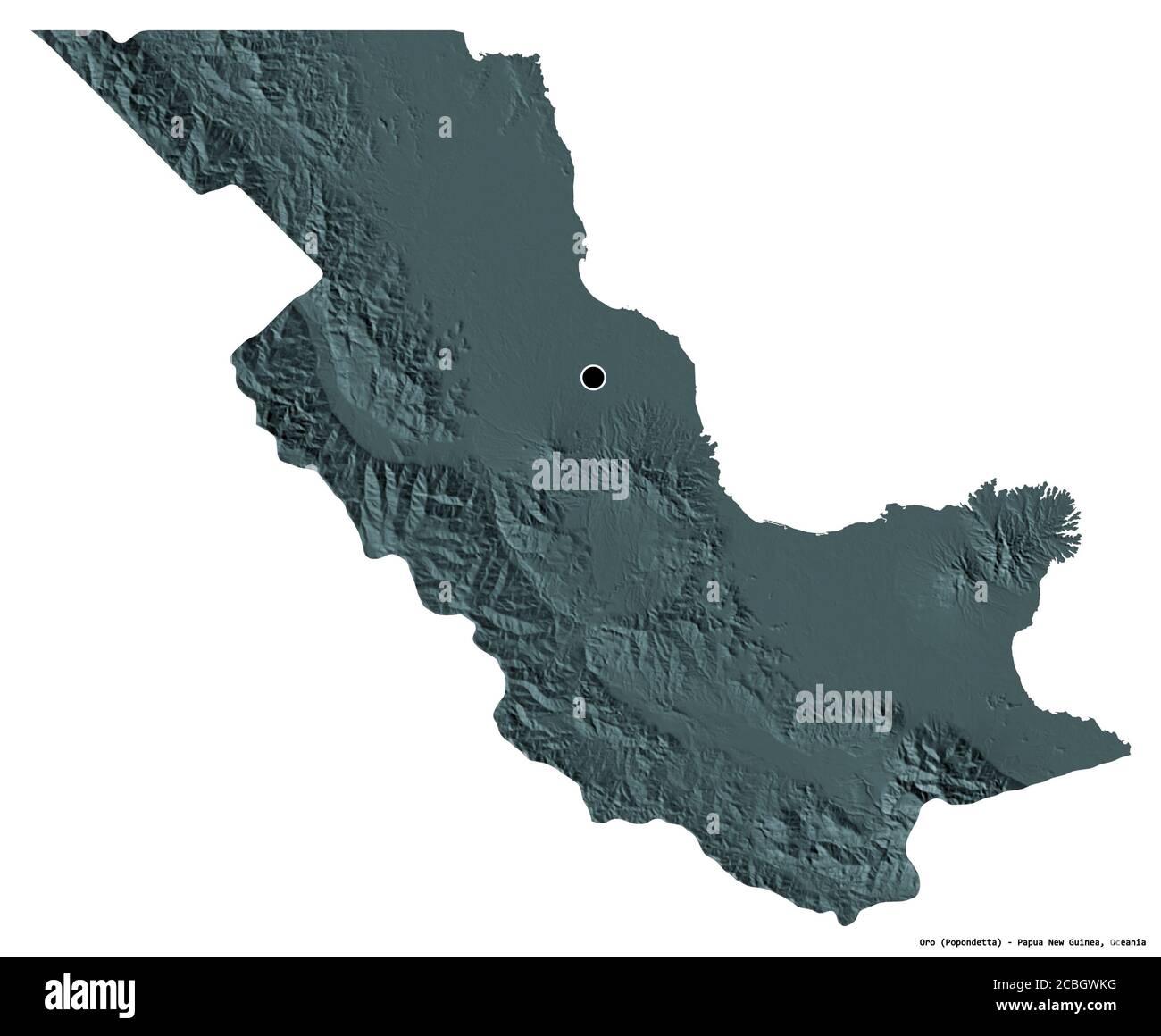 Shape of Oro, province of Papua New Guinea, with its capital isolated ...