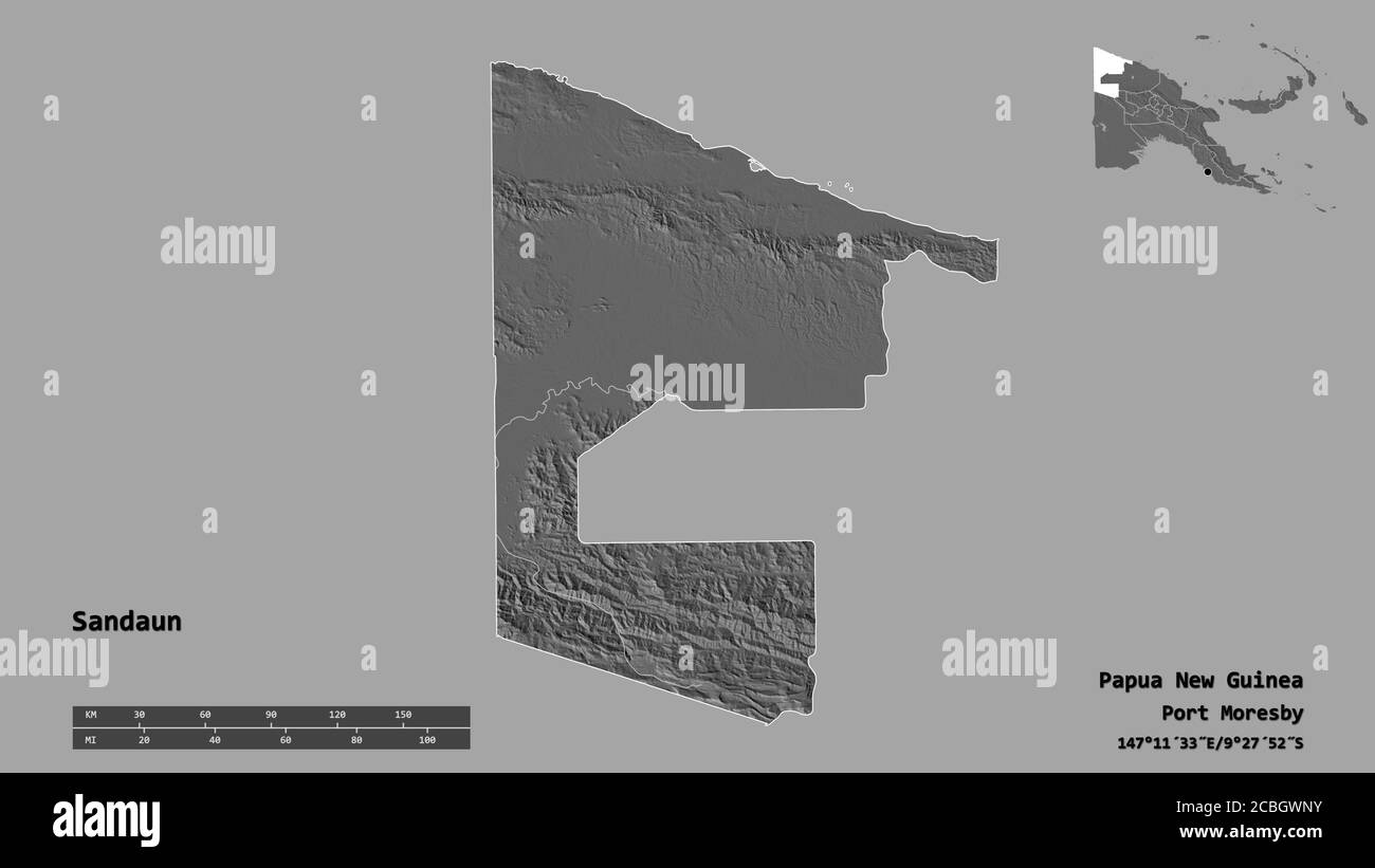 Shape of Sandaun, province of Papua New Guinea, with its capital ...