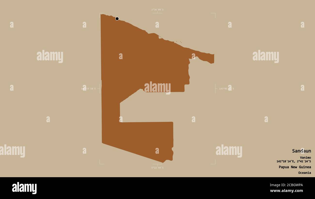 Area of Sandaun, province of Papua New Guinea, isolated on a solid ...