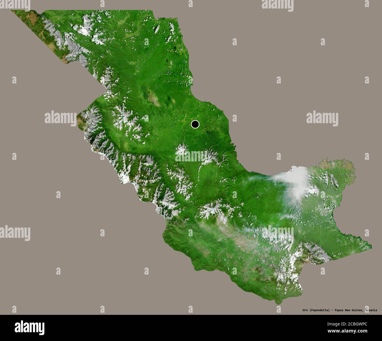 Shape of Oro, province of Papua New Guinea, with its capital isolated ...