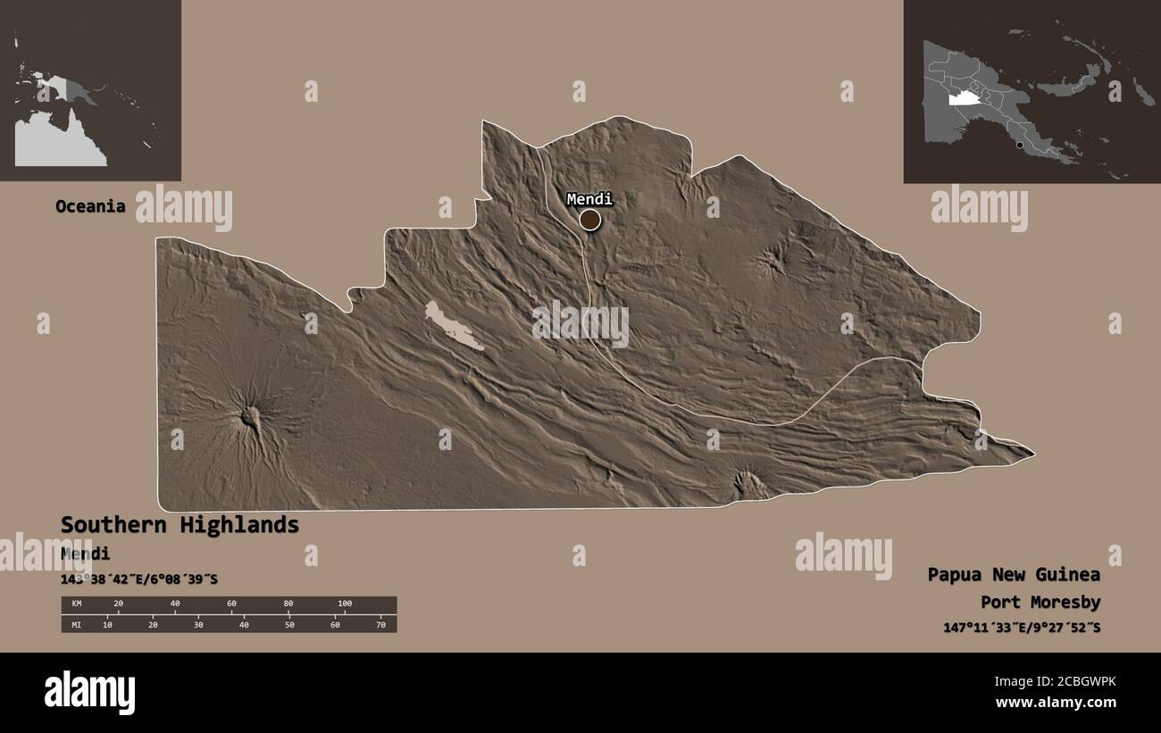 Shape of Southern Highlands, province of Papua New Guinea, and its ...