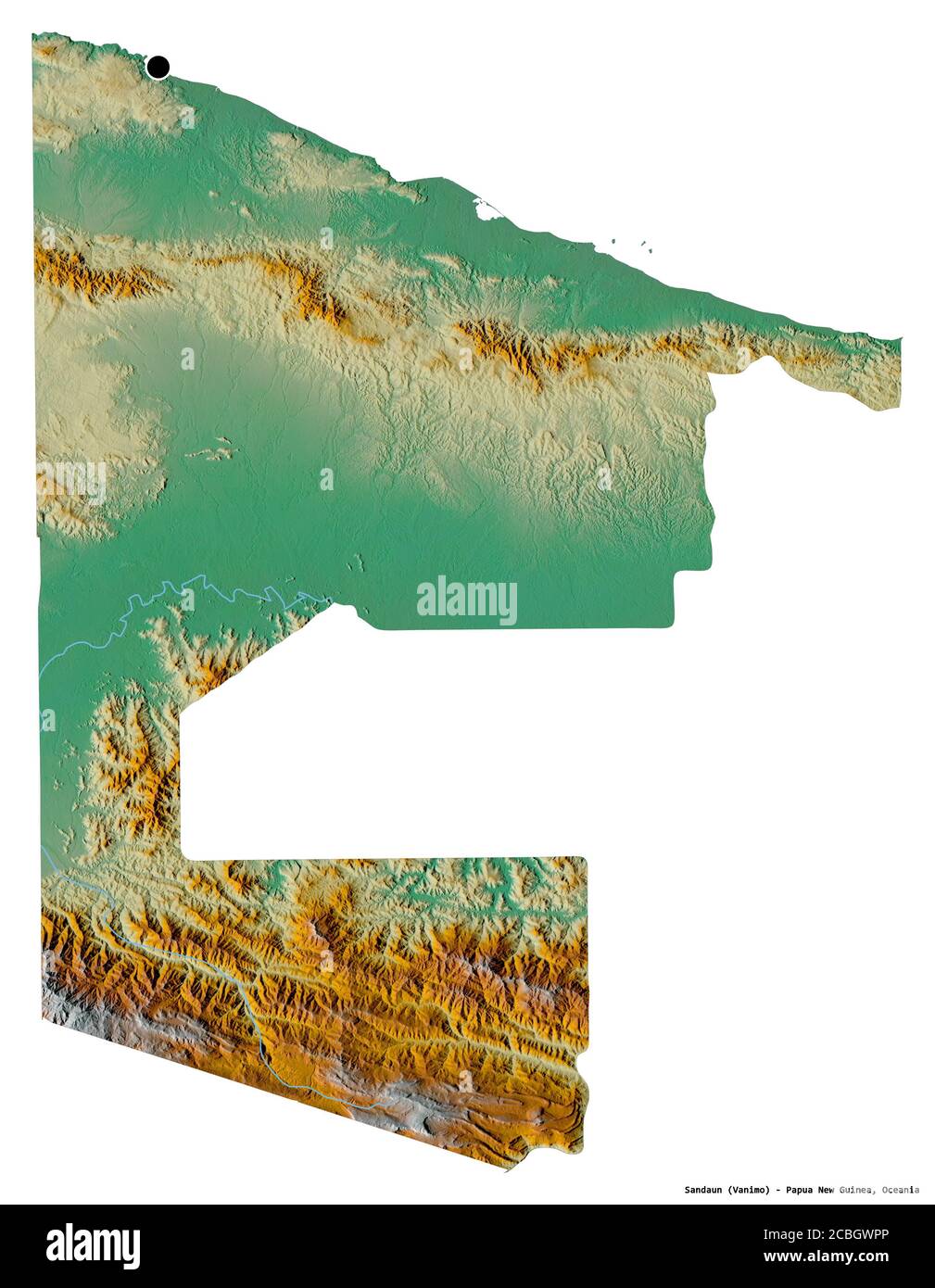 Shape of Sandaun, province of Papua New Guinea, with its capital ...