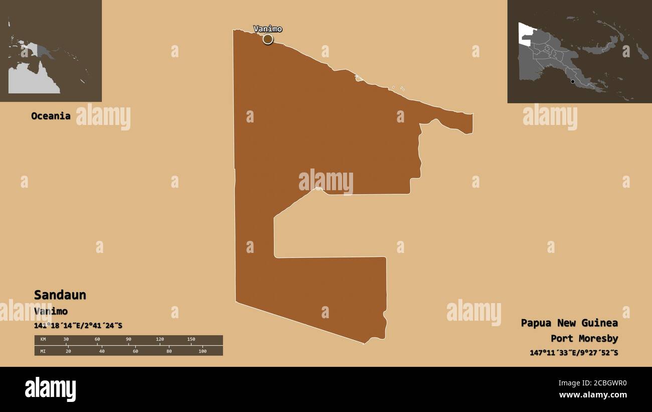 Shape of Sandaun, province of Papua New Guinea, and its capital ...