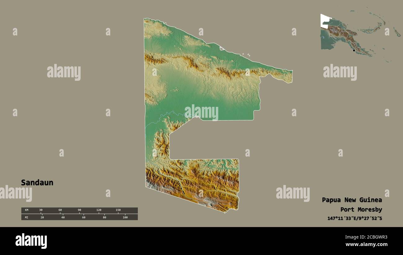 Shape of Sandaun, province of Papua New Guinea, with its capital ...