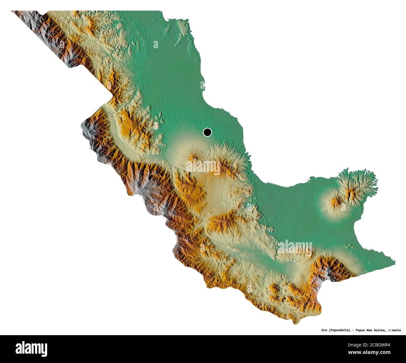 Shape of Oro, province of Papua New Guinea, with its capital isolated ...