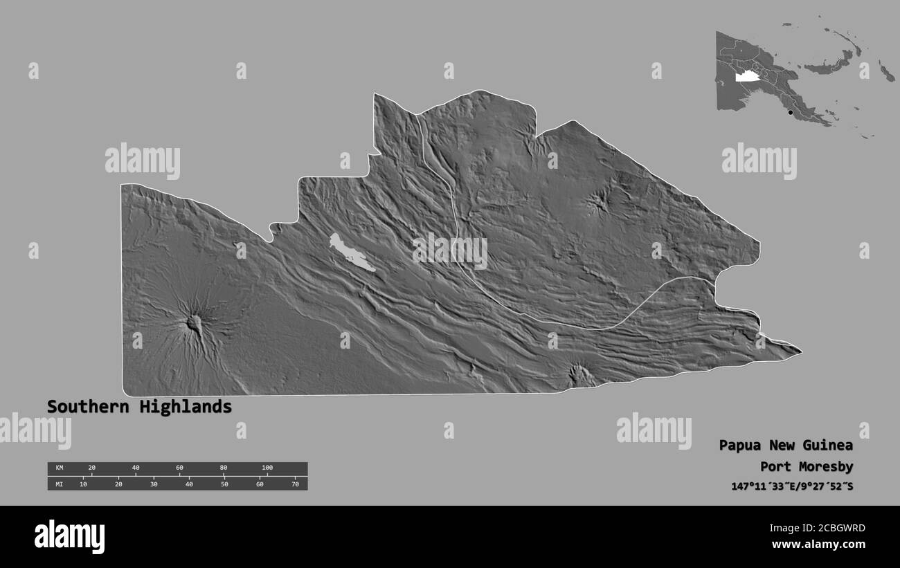 Shape of Southern Highlands, province of Papua New Guinea, with its ...