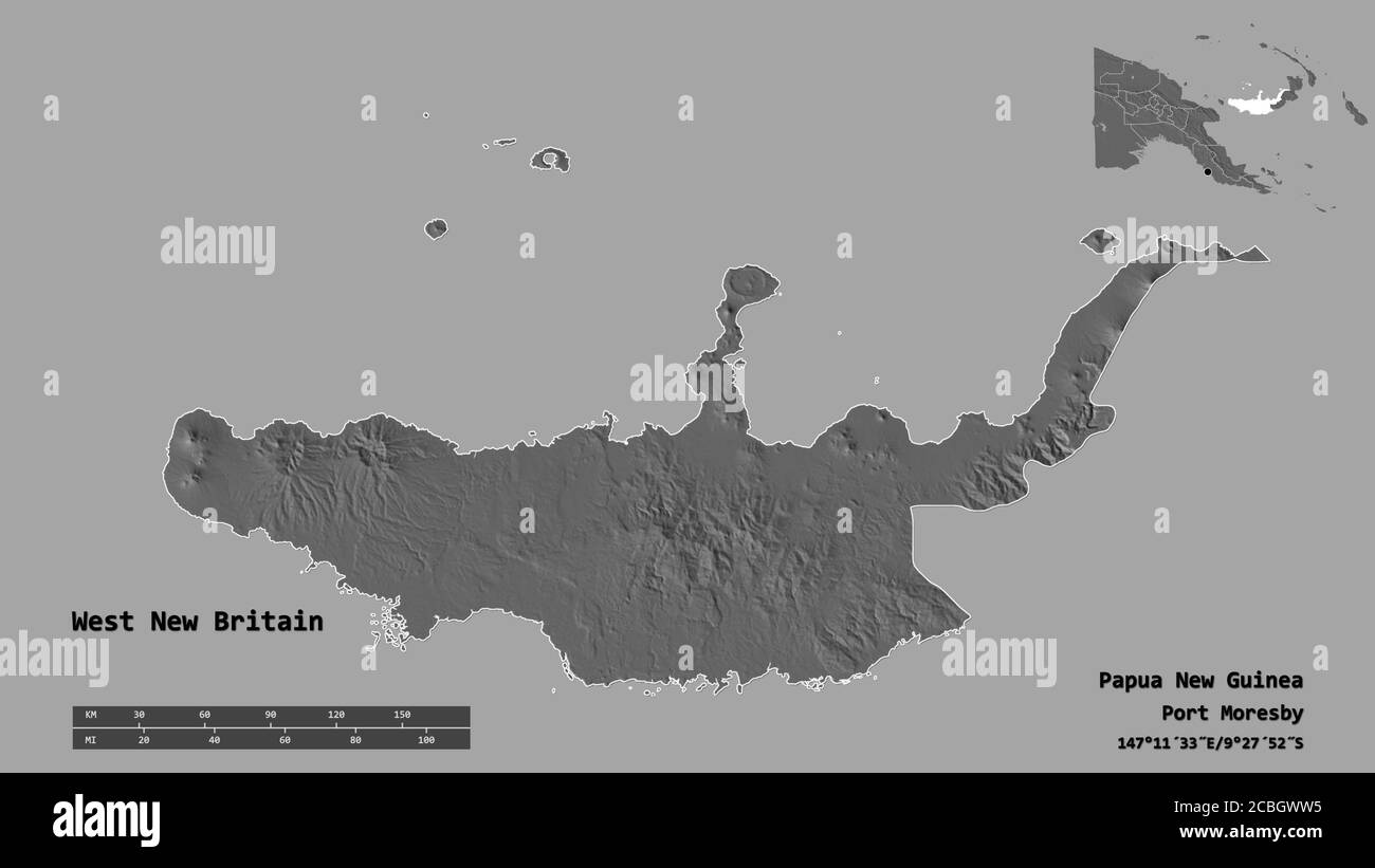 Shape of West New Britain, province of Papua New Guinea, with its ...