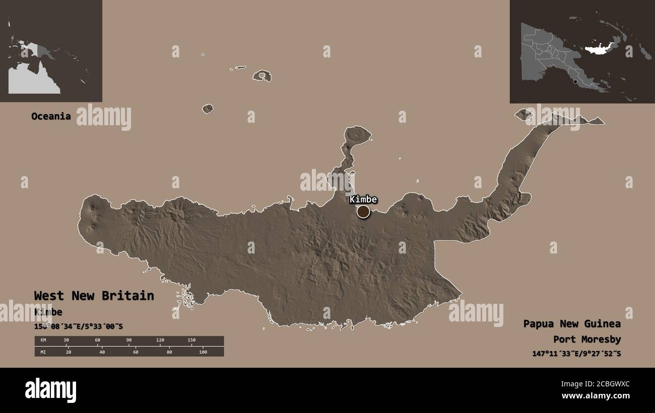 Shape of West New Britain, province of Papua New Guinea, and its ...
