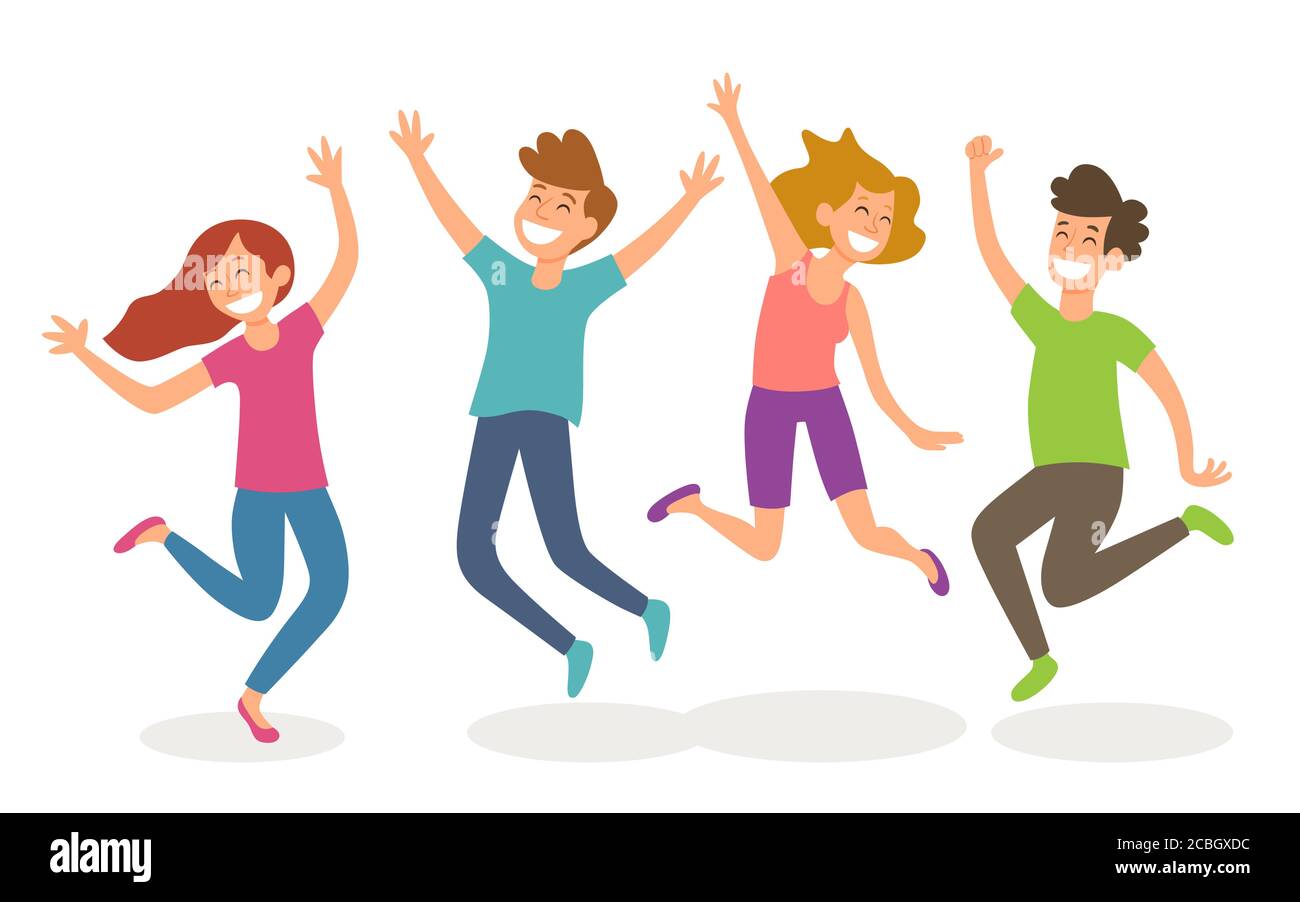 Isolated young people jumping. Happiness and youth concept. Vector ...