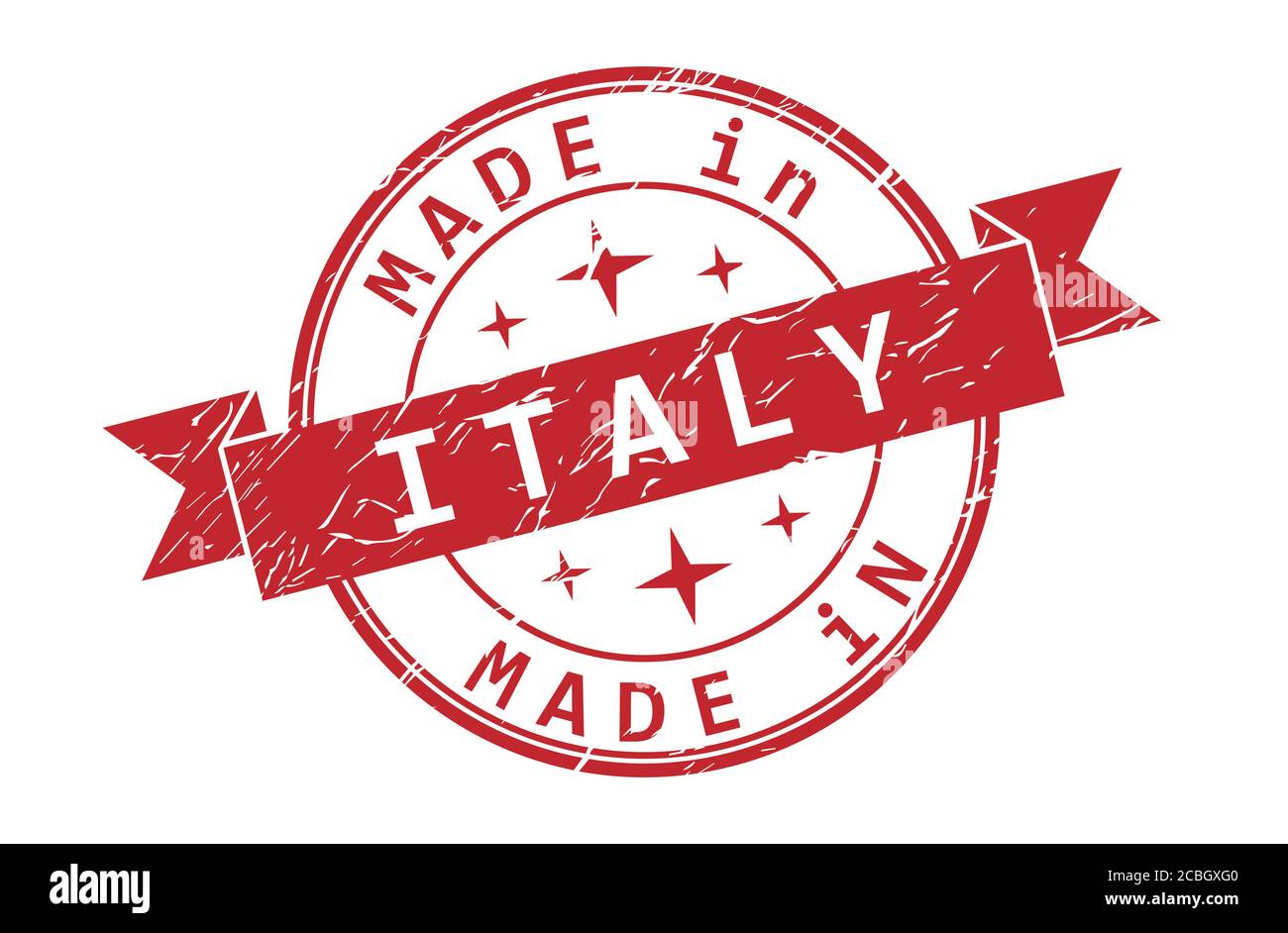 An impression of a seal with the inscription MADE in ITALY, isolated on ...
