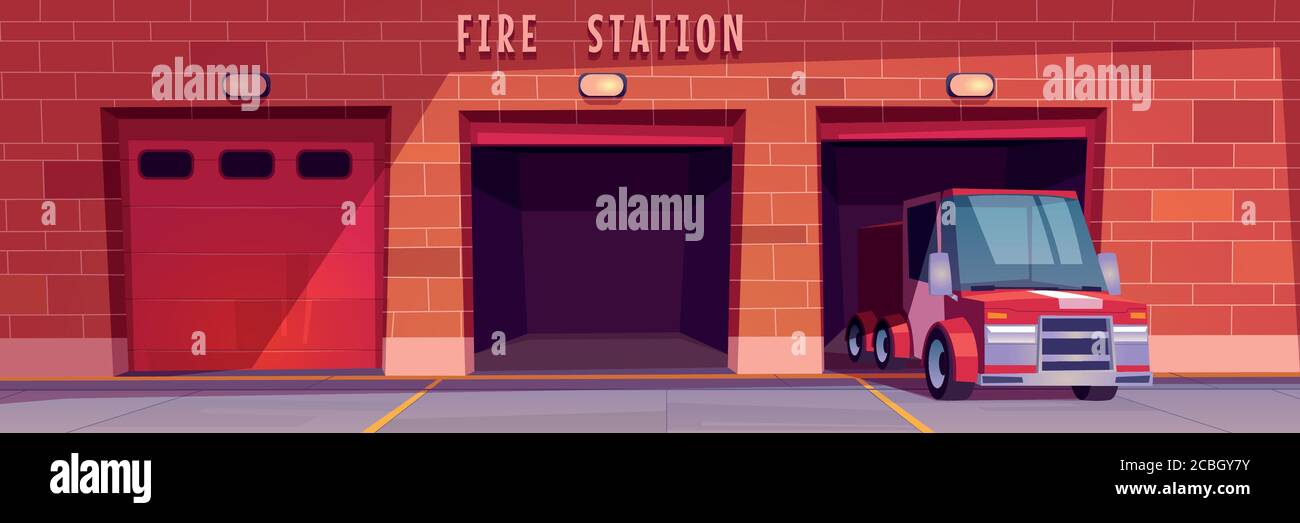Fire Station Building Cartoon