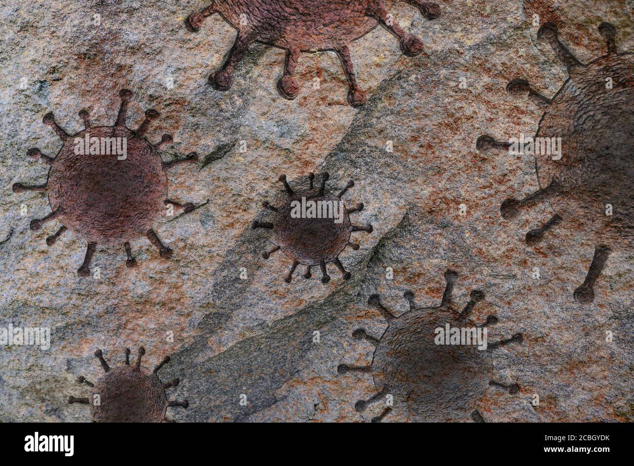 Old stone and rock textures with some virus fossil virus visualization ...