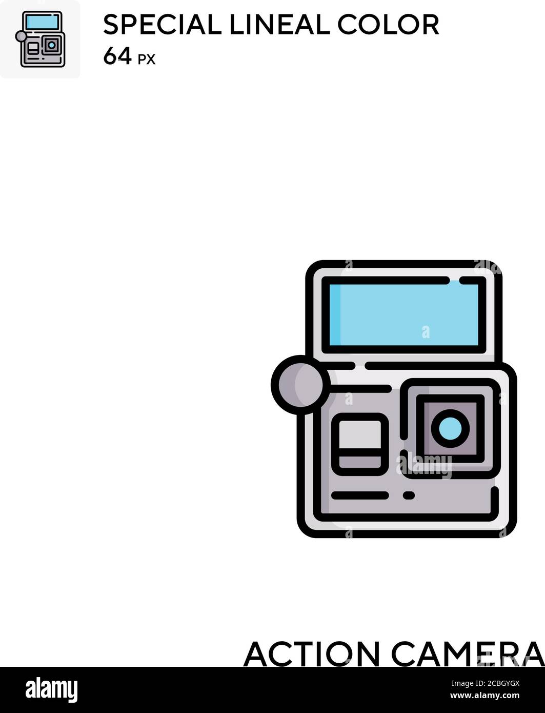 Action camera special lineal color vector icon. Action camera icons for ...