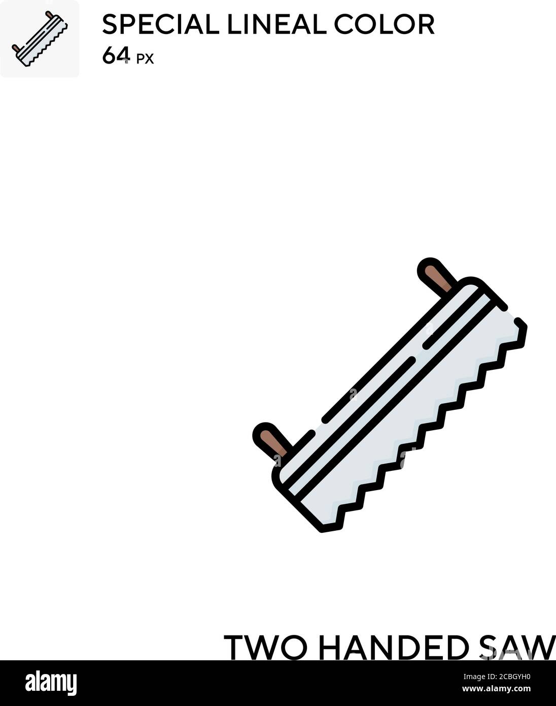 Two handed saw special lineal color vector icon. Two handed saw icons ...