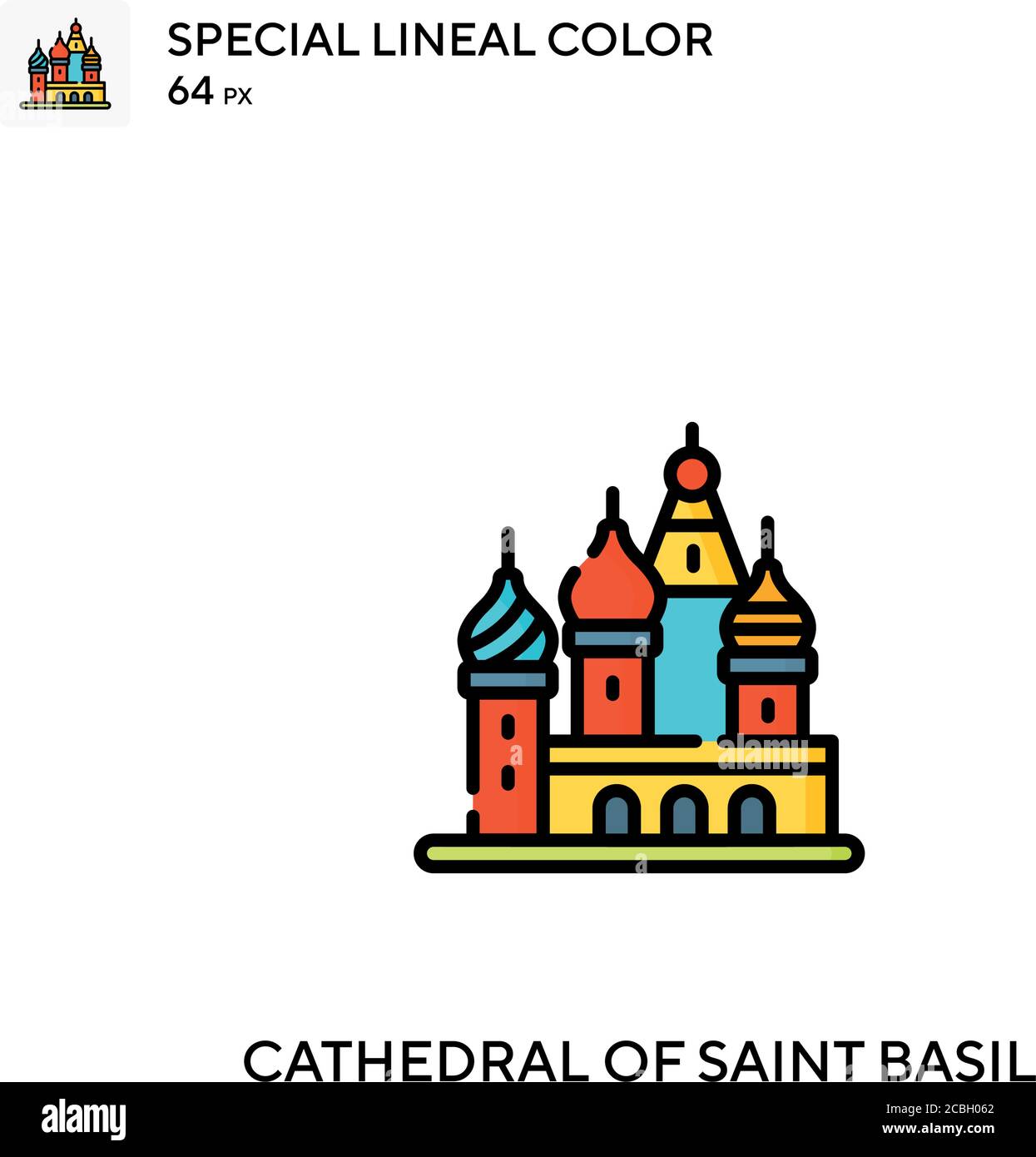 Cathedral of saint basil special lineal color vector icon. Cathedral of ...