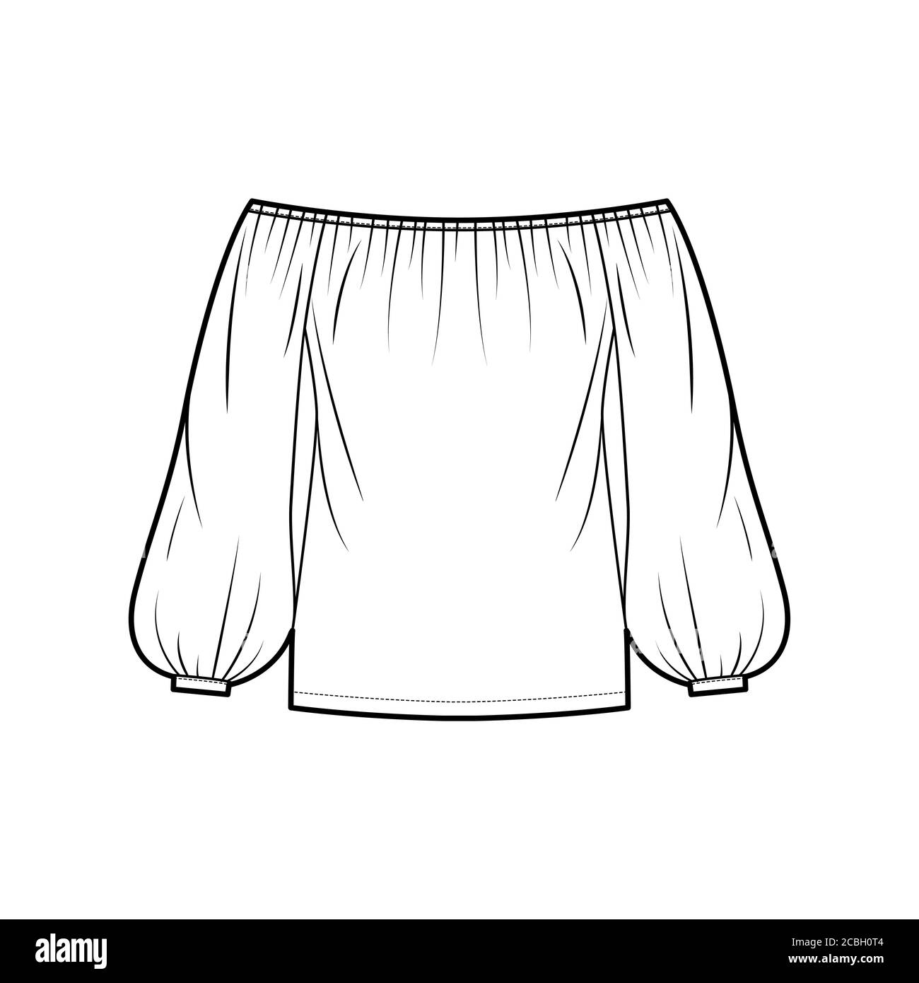 Blouse Technical Drawing Sketch Coloring Page