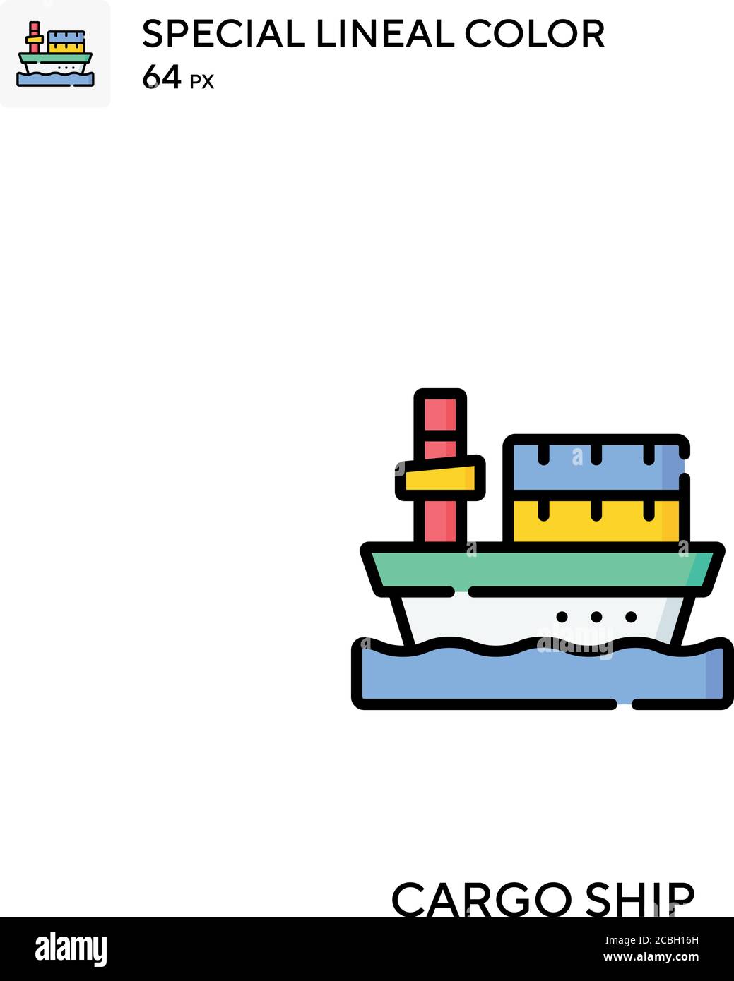 Cargo ship special lineal color vector icon. Cargo ship icons for your business project Stock ...
