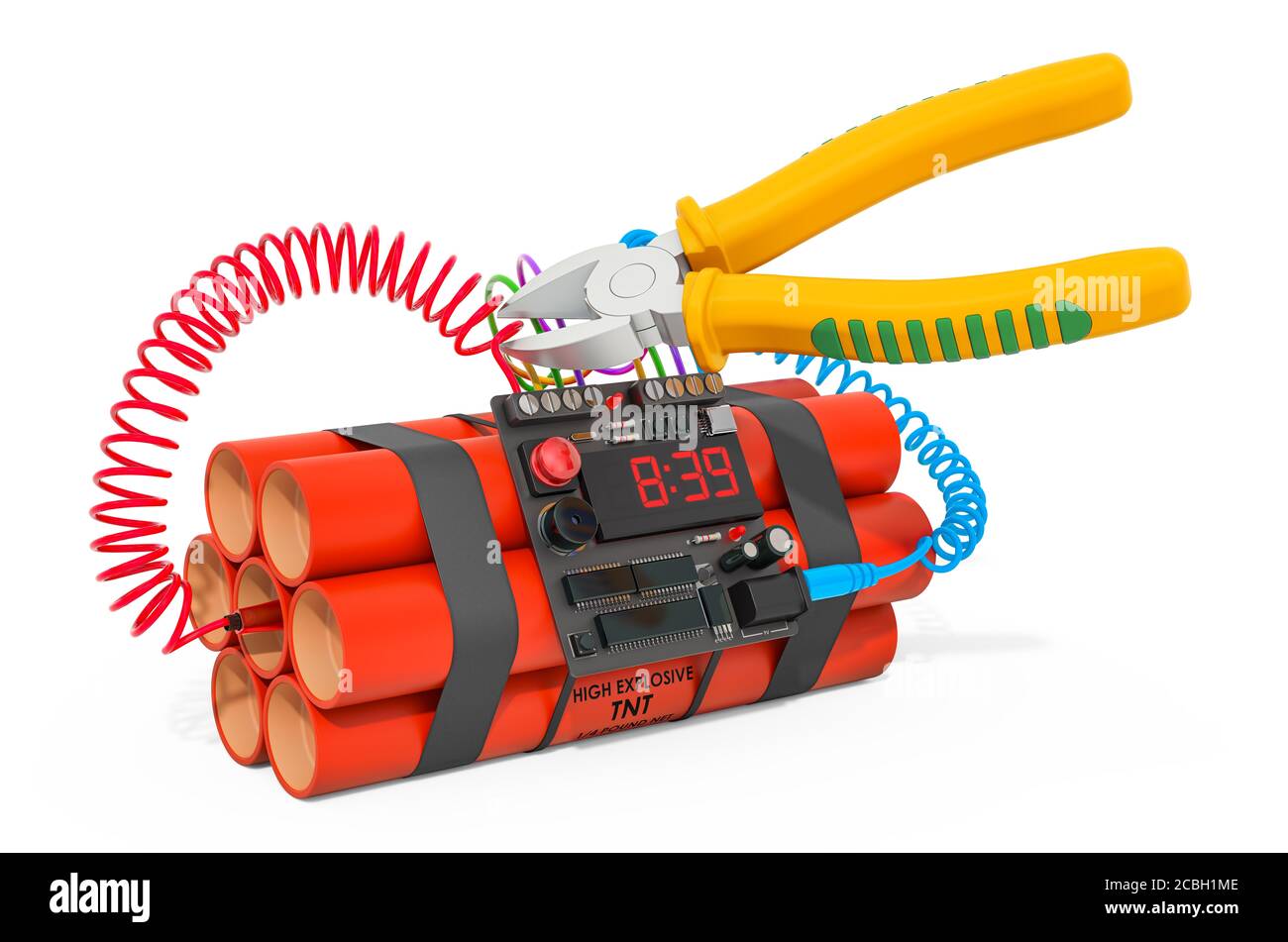 Bomb disposal concept. 3D rendering isolated on white background Stock ...