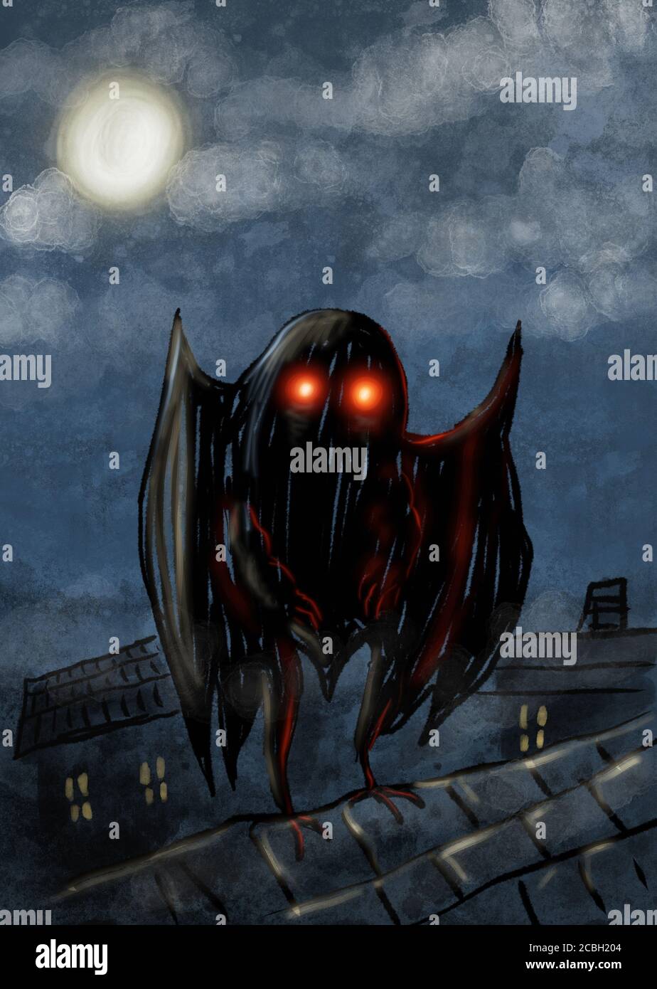 Illustration of MOTHMAN Stock Photo - Alamy