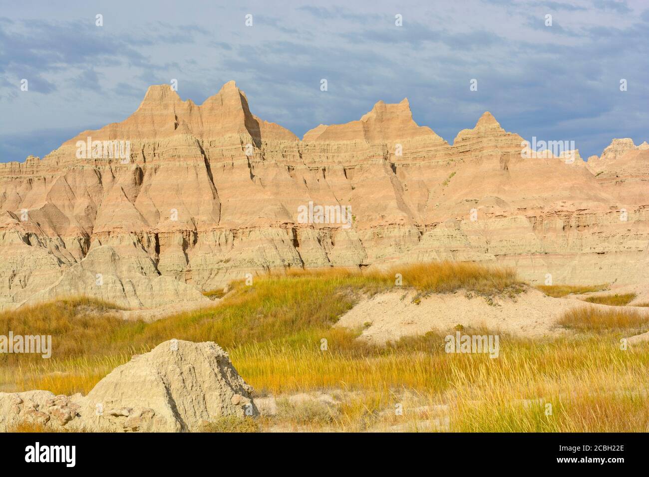 Colorful Badlands Formations Against Stormy Skies in Badlands National ...