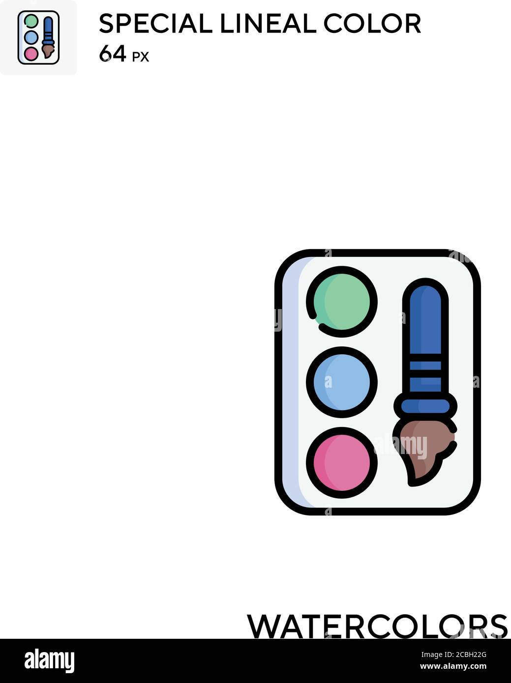 Watercolors special lineal color vector icon. Watercolors icons for ...