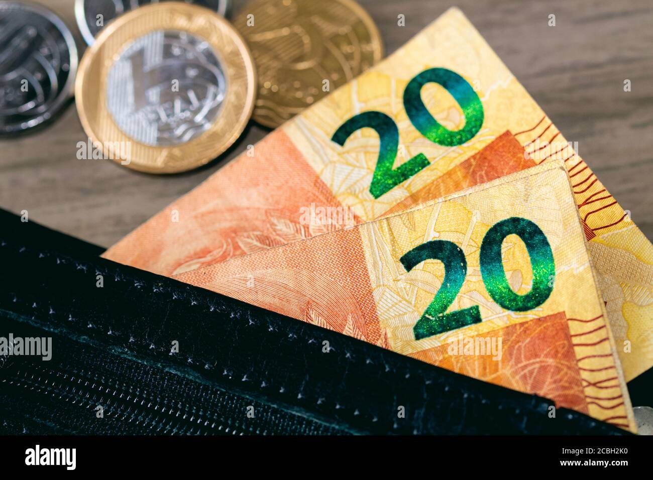 Real currency, money from brazil. Brazilian banknotes and coins ...