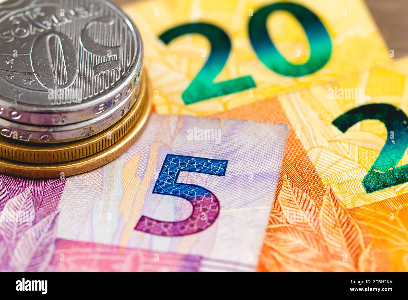 Real currency, money from brazil. Brazilian banknotes and coins ...