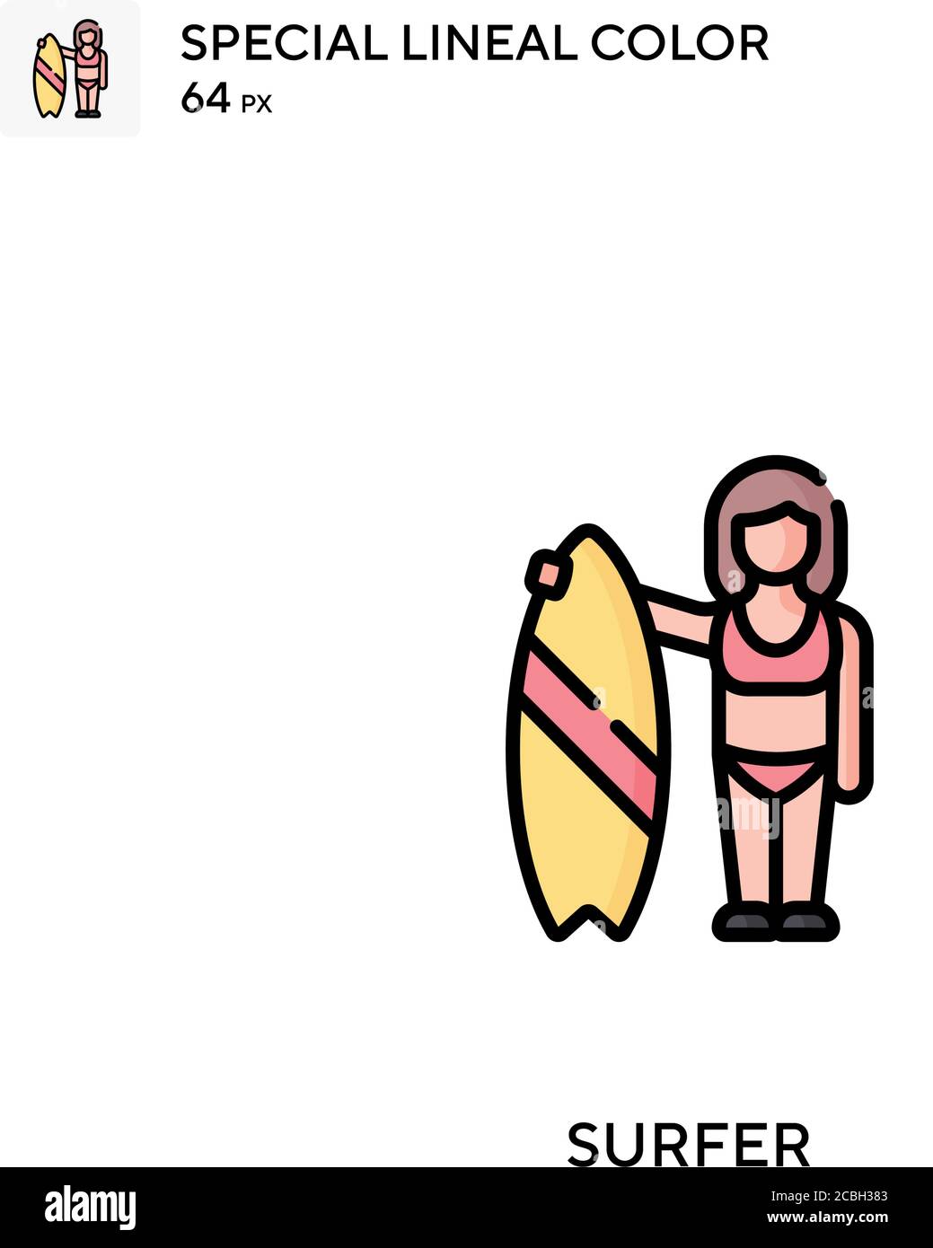 Silhouette of female surfer Stock Vector Images - Alamy