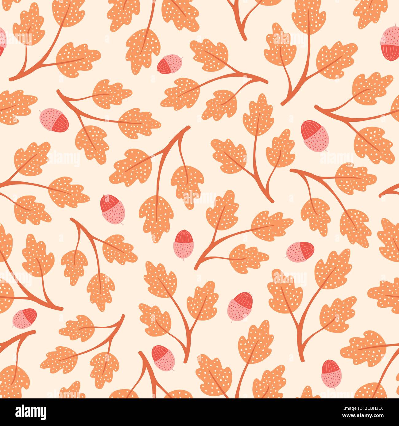 Autumn leaves pattern design. Vector oak leaf seamless repeat ...