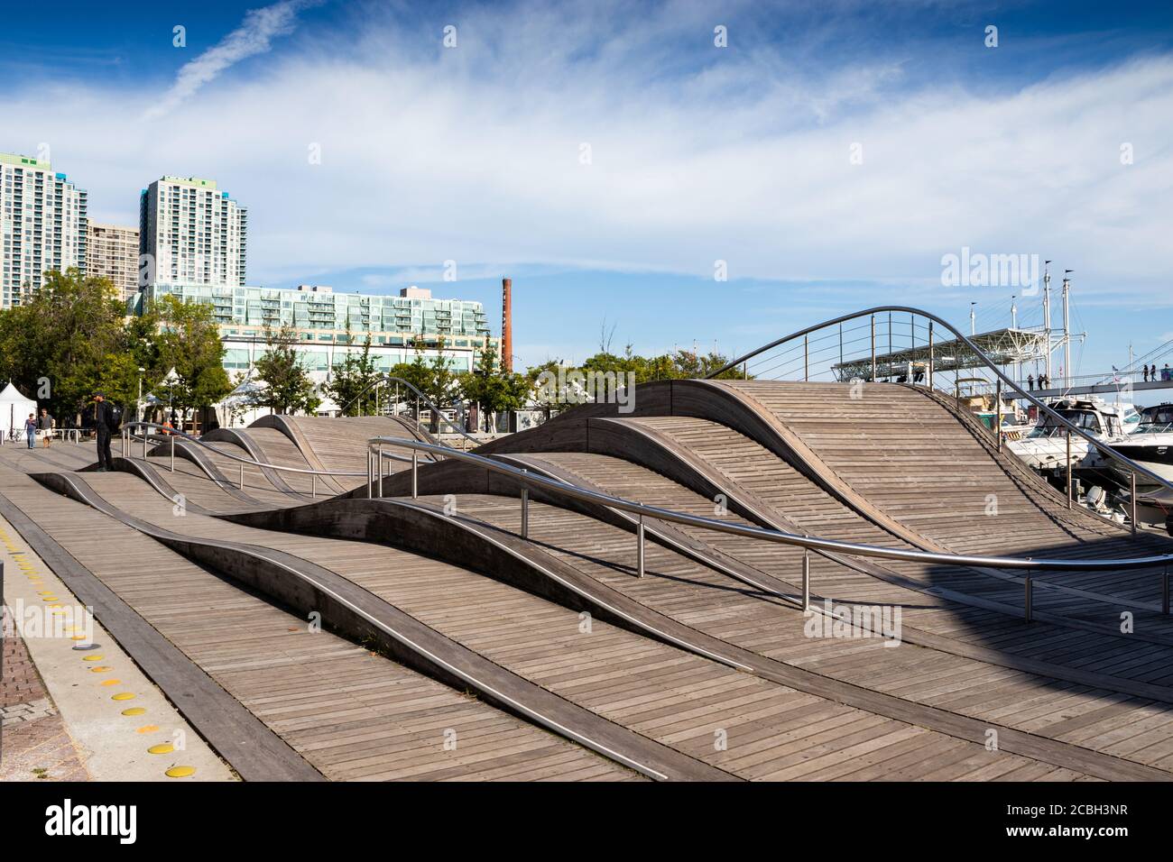View of a wave deck near the downtown harbourside Stock Photo - Alamy