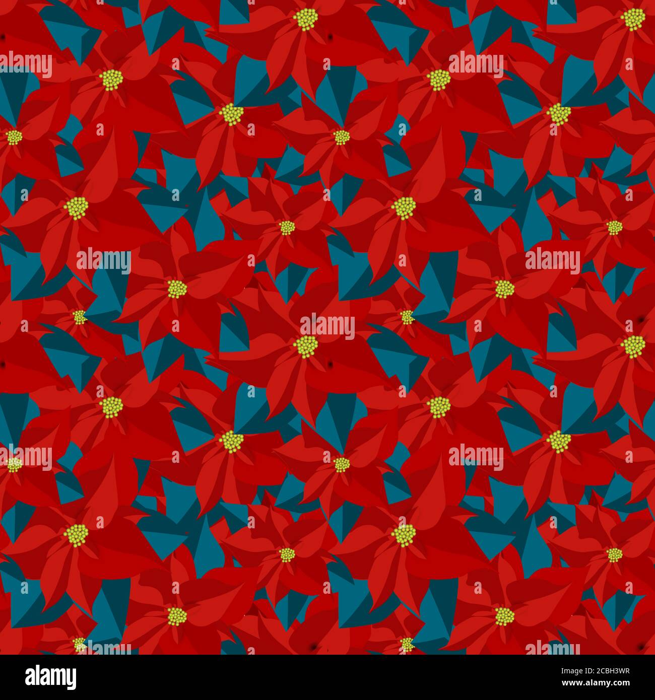 Colorful poinsettia. Colored Christmas star. Seamless pattern. Vector ...