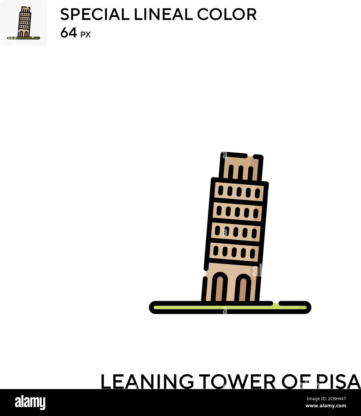 Leaning tower of pisa special lineal color vector icon. Leaning tower ...