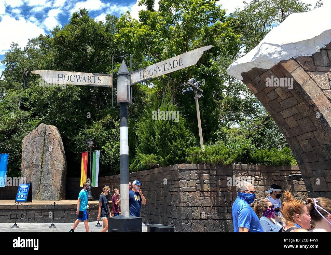 Orlando,FL/USA- 6/13/20: A directional sign that states Hogwarts and ...