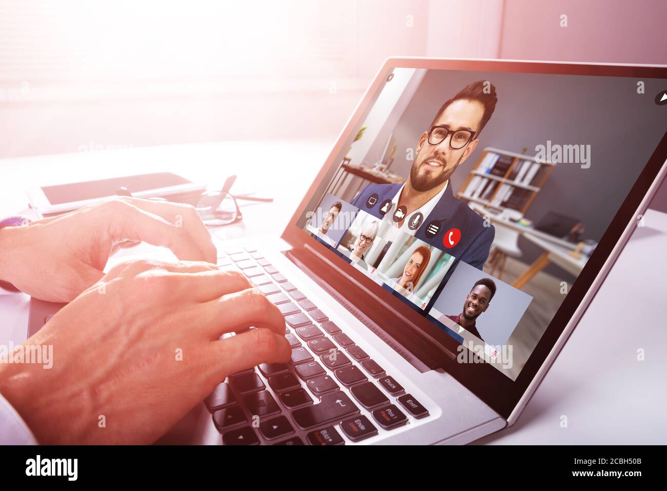 Online Video Conference Call. Work From Home Meeting Stock Photo - Alamy