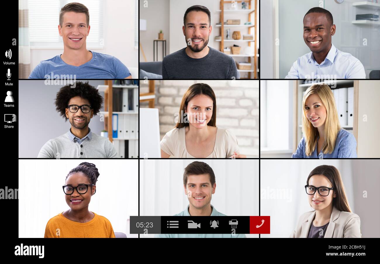 Online Video Conference Meeting Group Call Screen Stock Photo - Alamy
