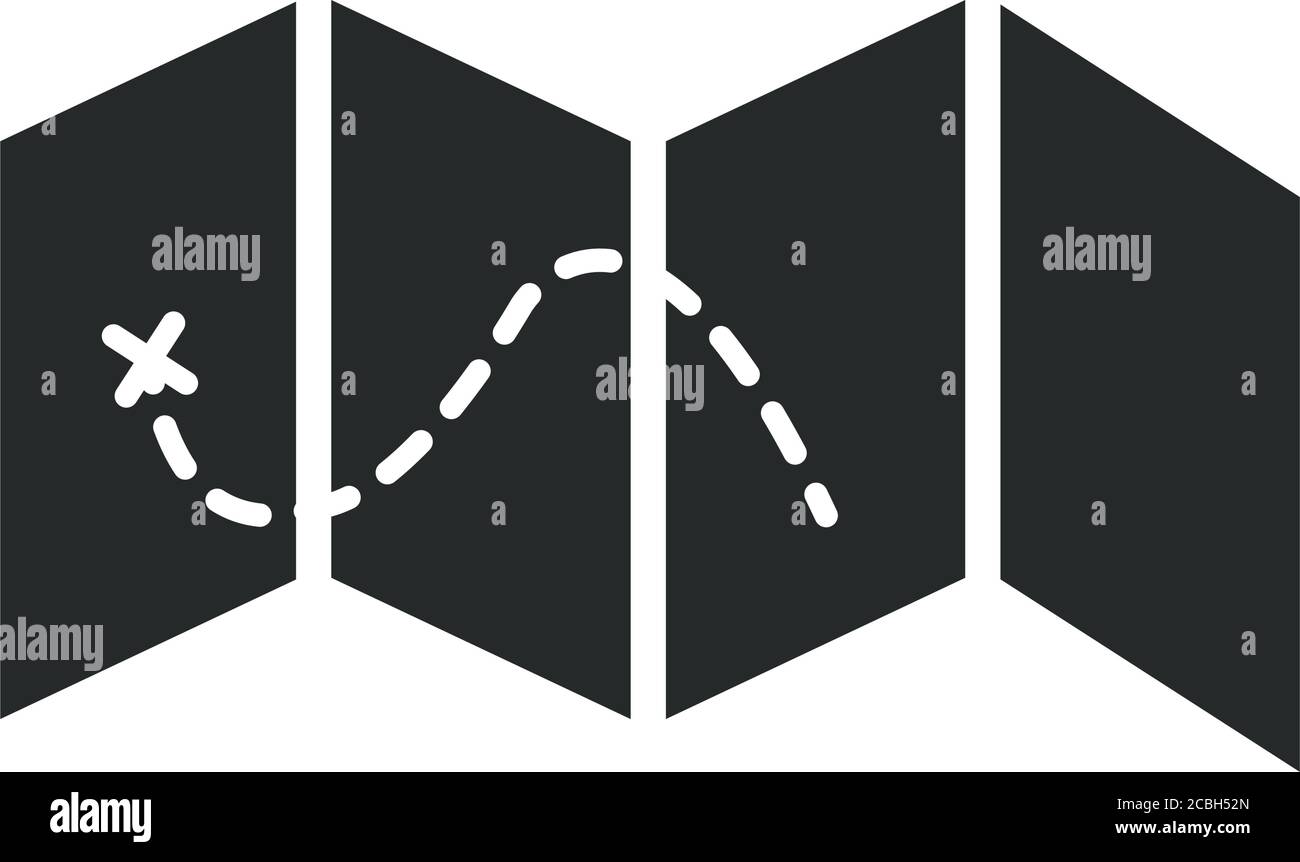folded map tracking marker silhouette icon design vector illustration ...
