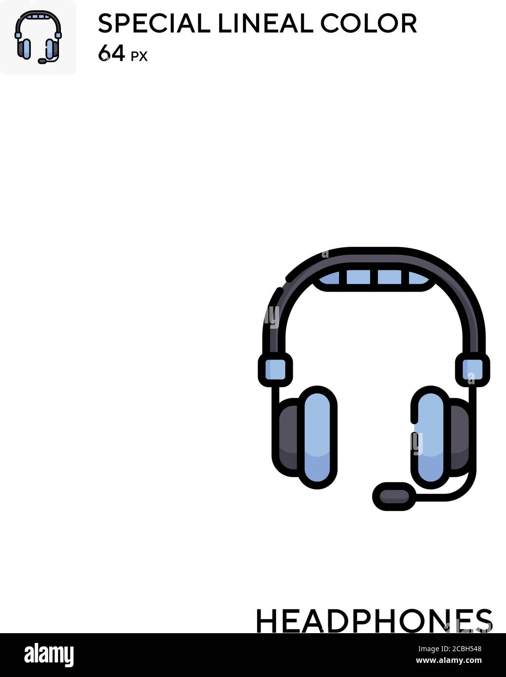 Headphones special lineal color vector icon. Headphones icons for your ...
