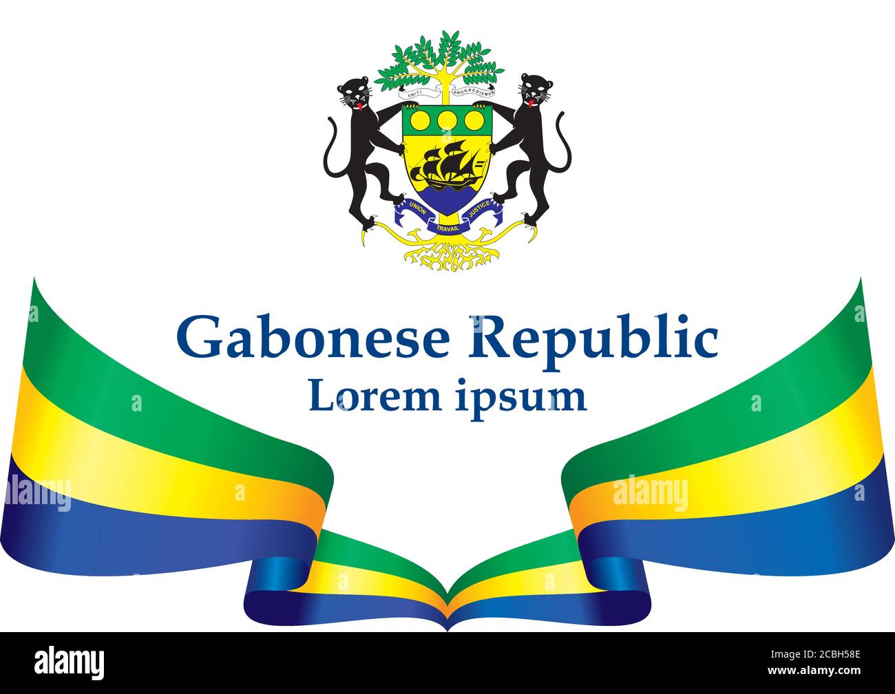 Flag of Gabon, Gabonese Republic. Template for award design, an ...