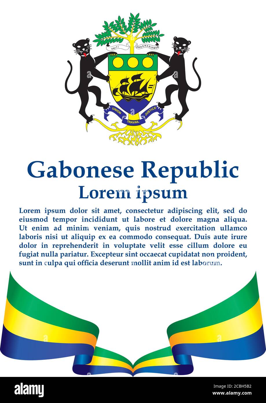 Flag of Gabon, Gabonese Republic. Template for award design, an official document with the flag ...