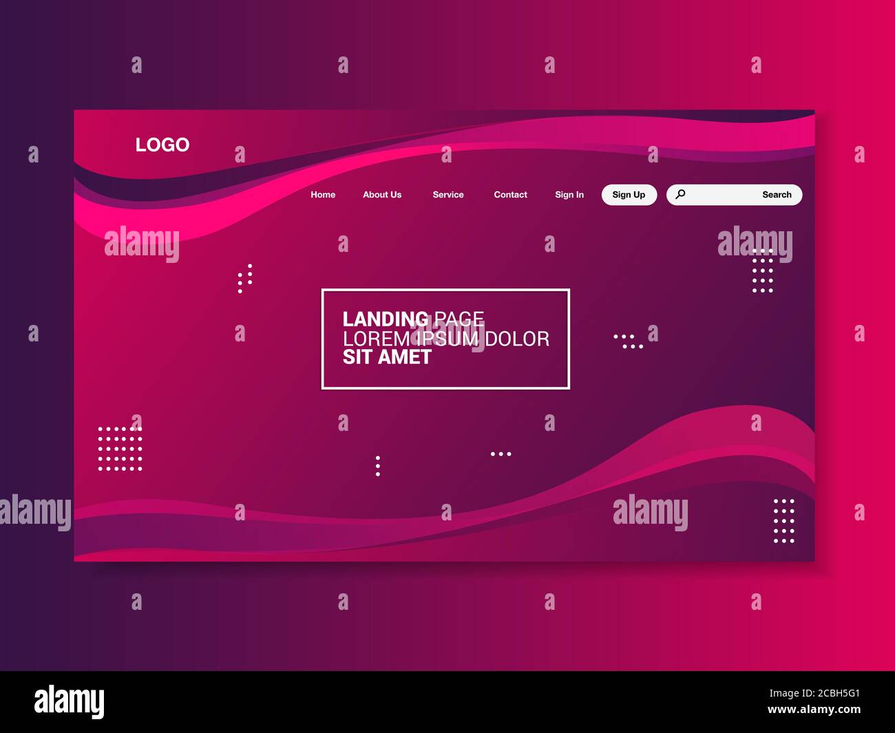 Colorful striped paper art landing page, interface design, vector ...