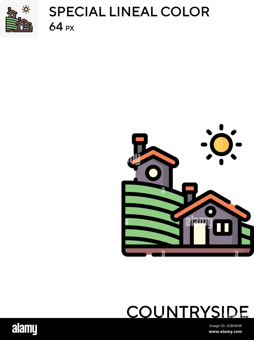 Country house england hill sunset Stock Vector Images - Alamy