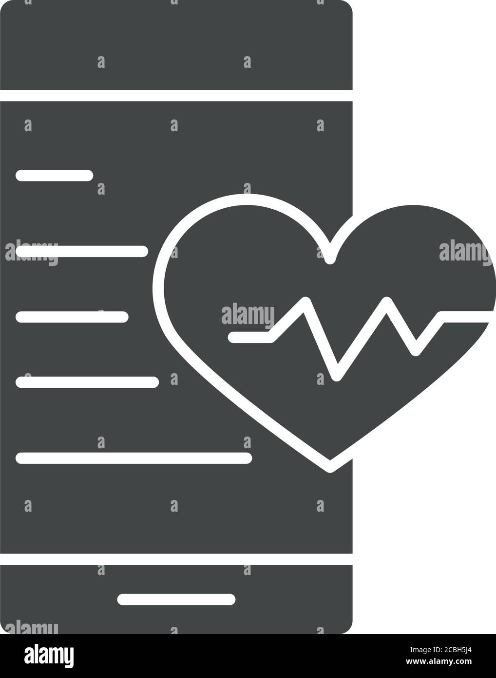 Smartphone App Health Cardiology Heartbeat Silhouette Icon Design