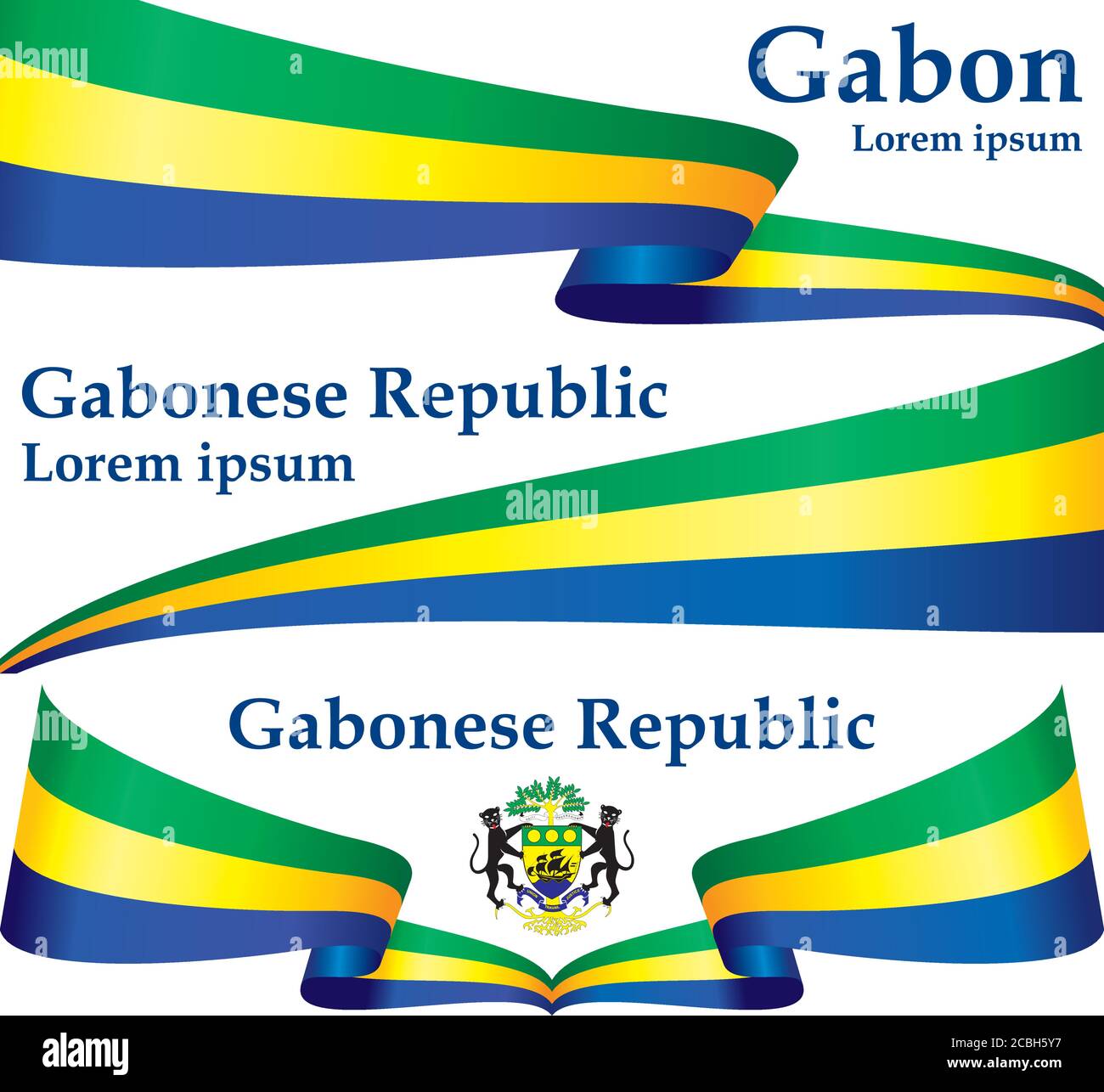 Flag of Gabon, Gabonese Republic. Template for award design, an ...