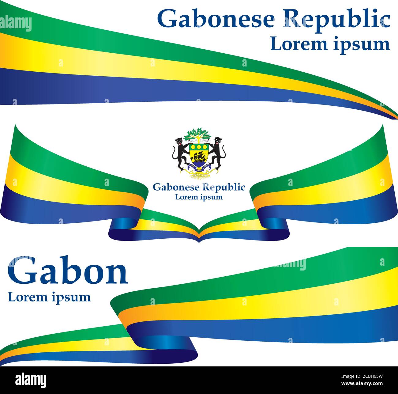 Flag of Gabon, Gabonese Republic. Template for award design, an ...