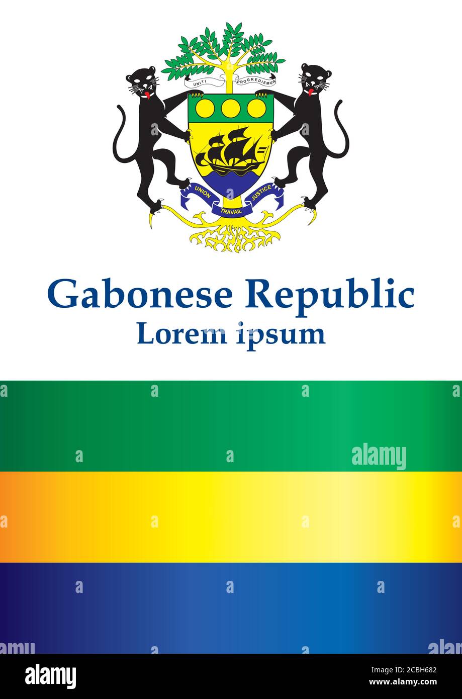 Flag of Gabon, Gabonese Republic. Template for award design, an ...