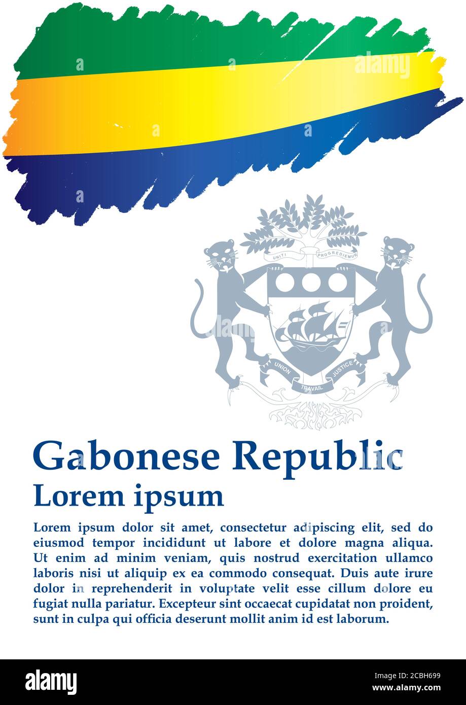 Flag of Gabon, Gabonese Republic. Template for award design, an ...